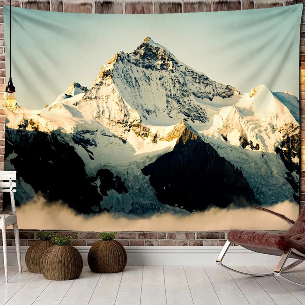 Alpine snow tapestry psychedelic forest bohemian background cloth home ...