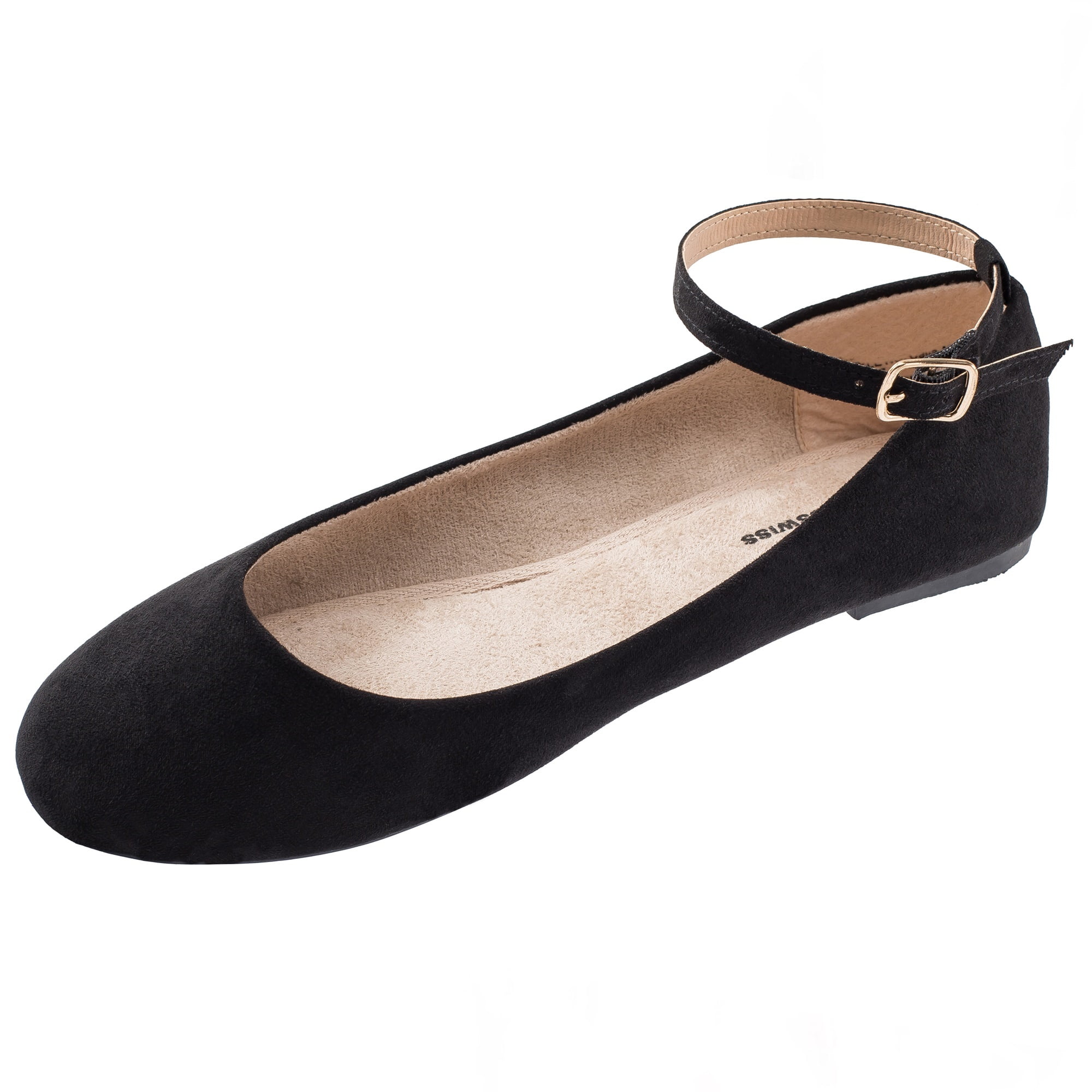 Alpine Swiss Calla Women's Ballet Flats Round Toe Ankle Strap Flat ...
