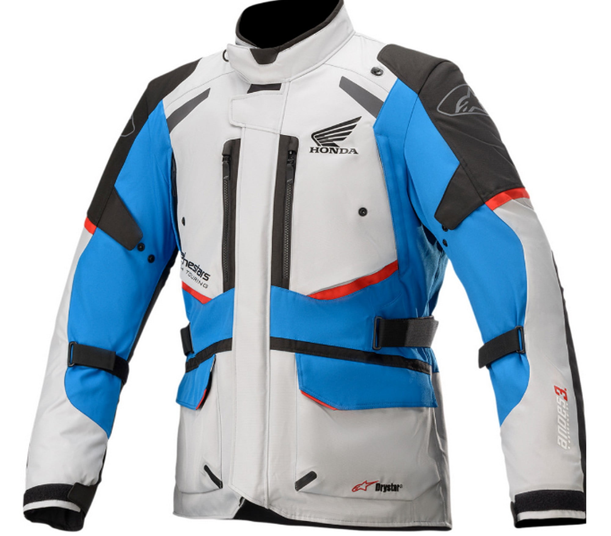 Alpinestars Honda Andes V3 Mens Drystar Motorcycle Jacket Gray/Blue SM ...