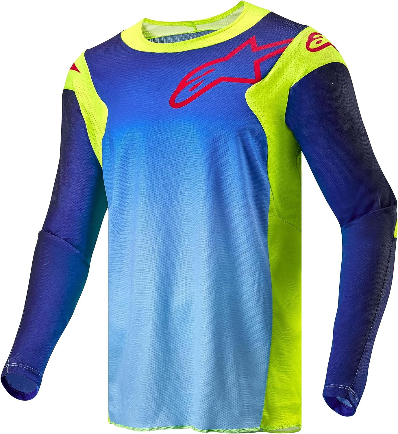 Alpinestars Racer Hoen Jersey (Small, Yellow Fluo/Blue/Night Navy ...