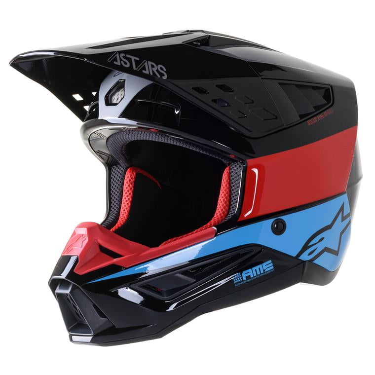 Alpinestars SM5 Helmet - Bond - 2022 Model - Black/Red/Cyan - SM ...