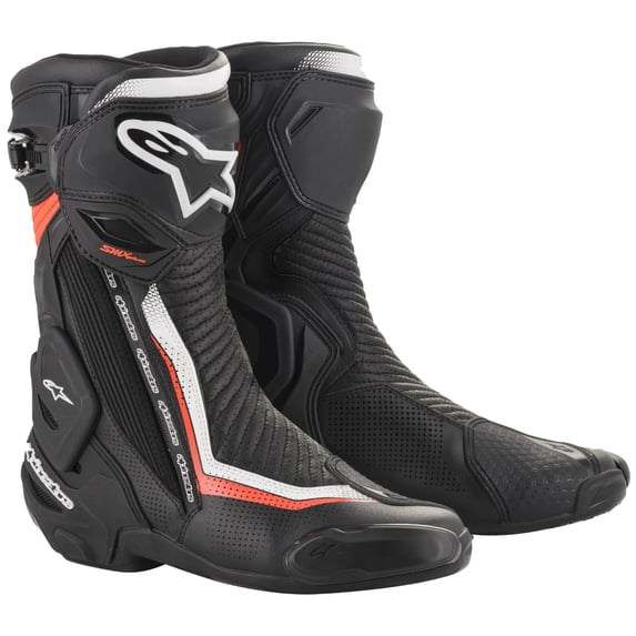 Alpinestars SMX Plus Vented Mens Motorcycle Boots Black/White/Red 43 ...