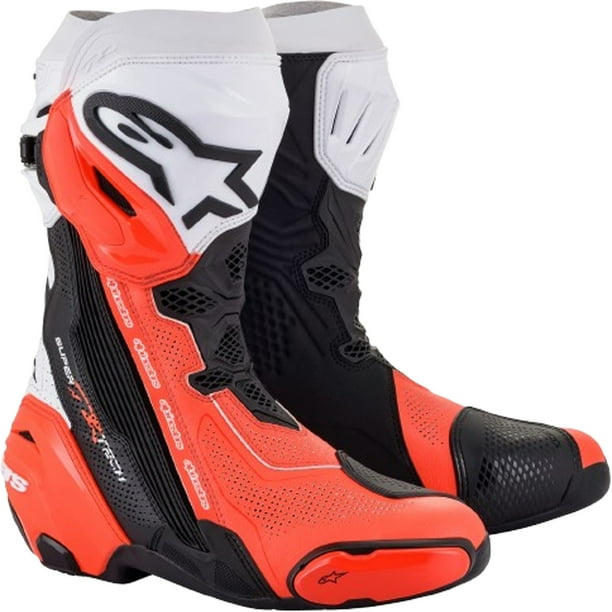 Alpinestars Supertech R Vented Boots - Black/White/Red Fluo - 7.5 ...