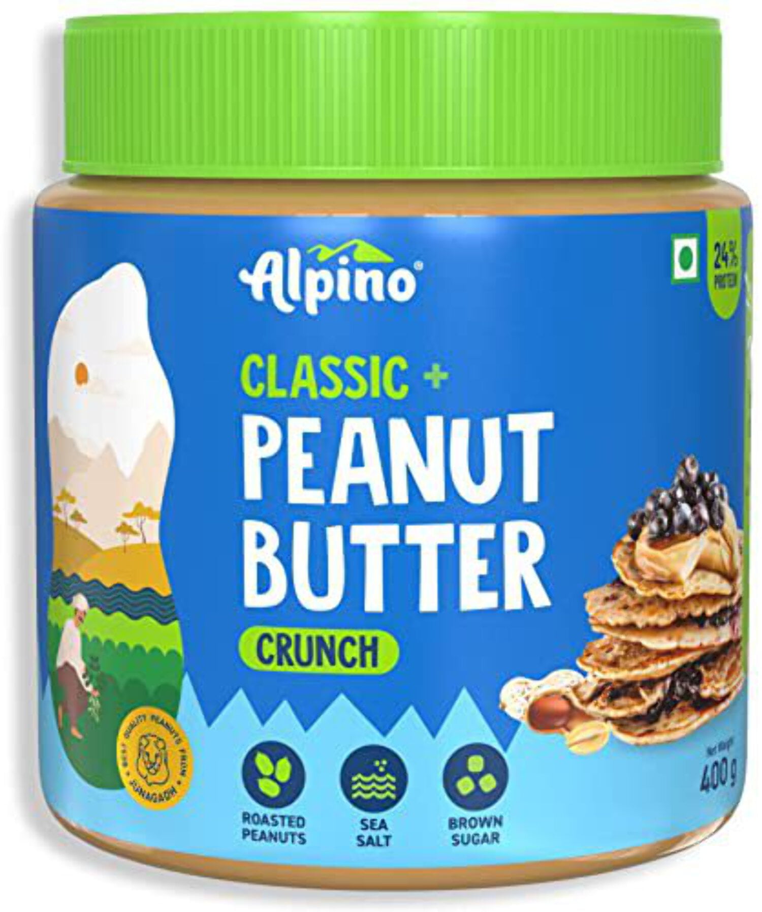 Alpino Classic Peanut Butter Crunch 400 G | 90% Roasted Peanuts | High ...