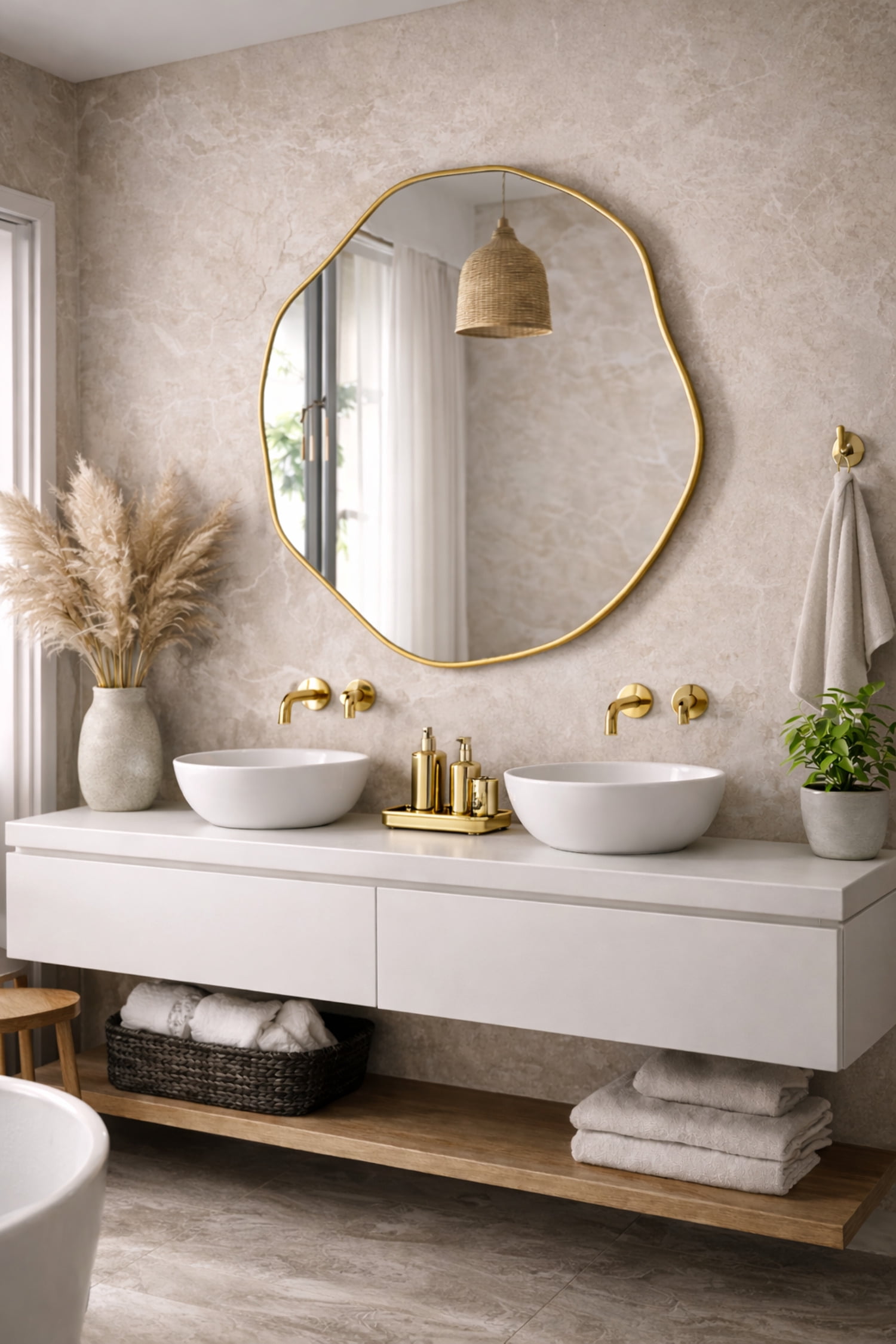 Kepez Asymmetrical Wall Mirror Irregular Design Organic Mirror ...