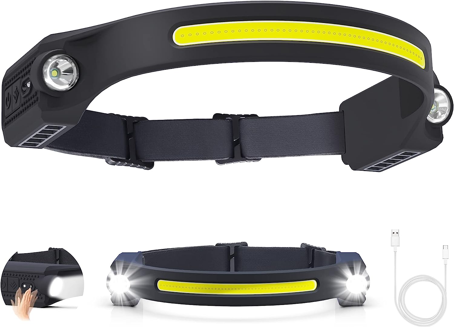 AlpsWolf LED Headlamp Rechargeable, 2 XPE LED and COB LED Head Lamp ...