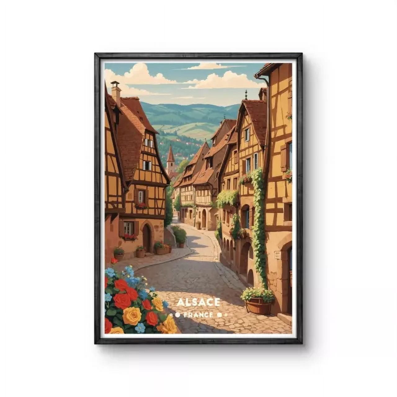 Alsace France Vintage Poster Picturesque Cobblestone Village Art Home ...