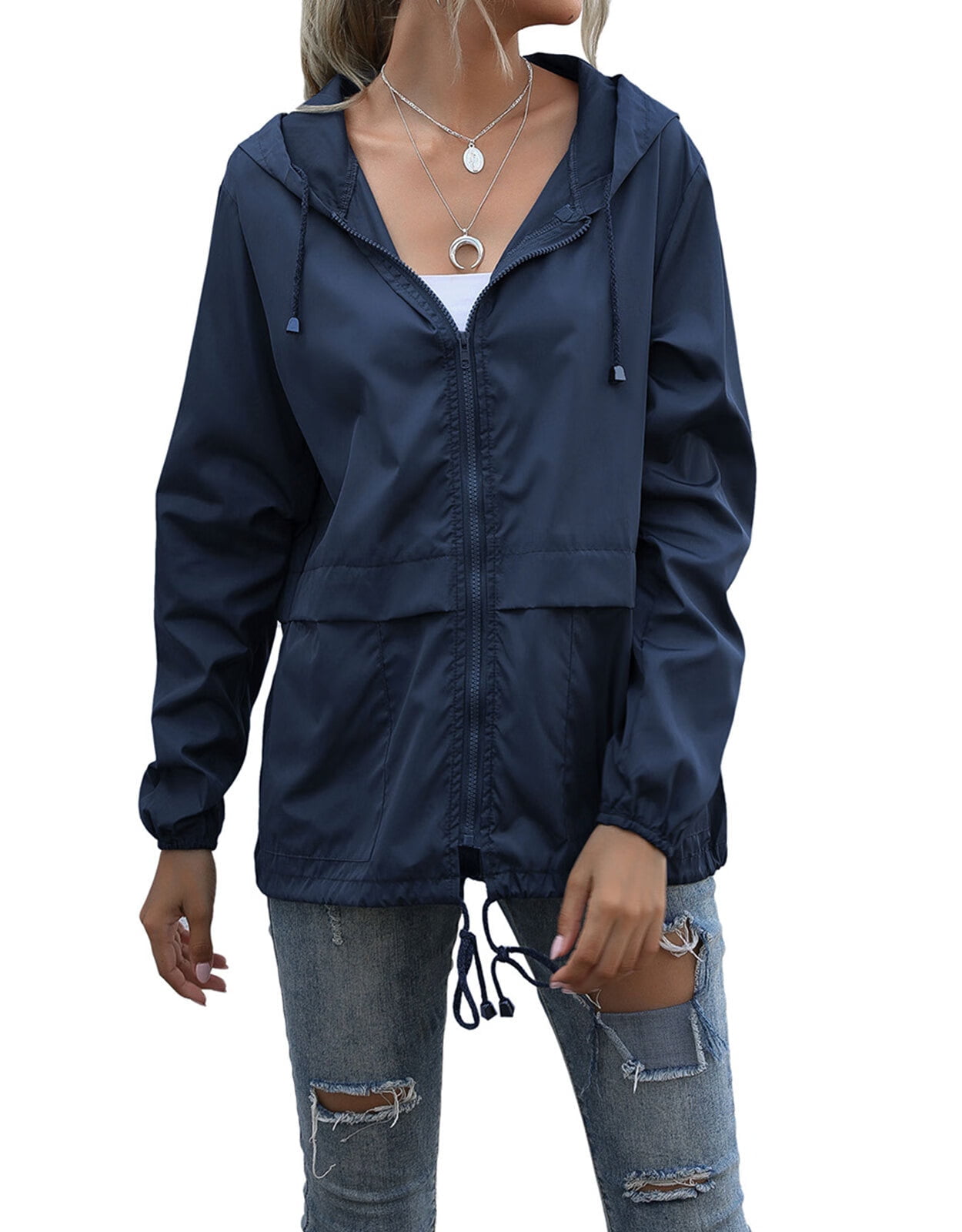 Alsol Lamesa Women's Waterproof Lightweight Rain Jacket, Hooded ...