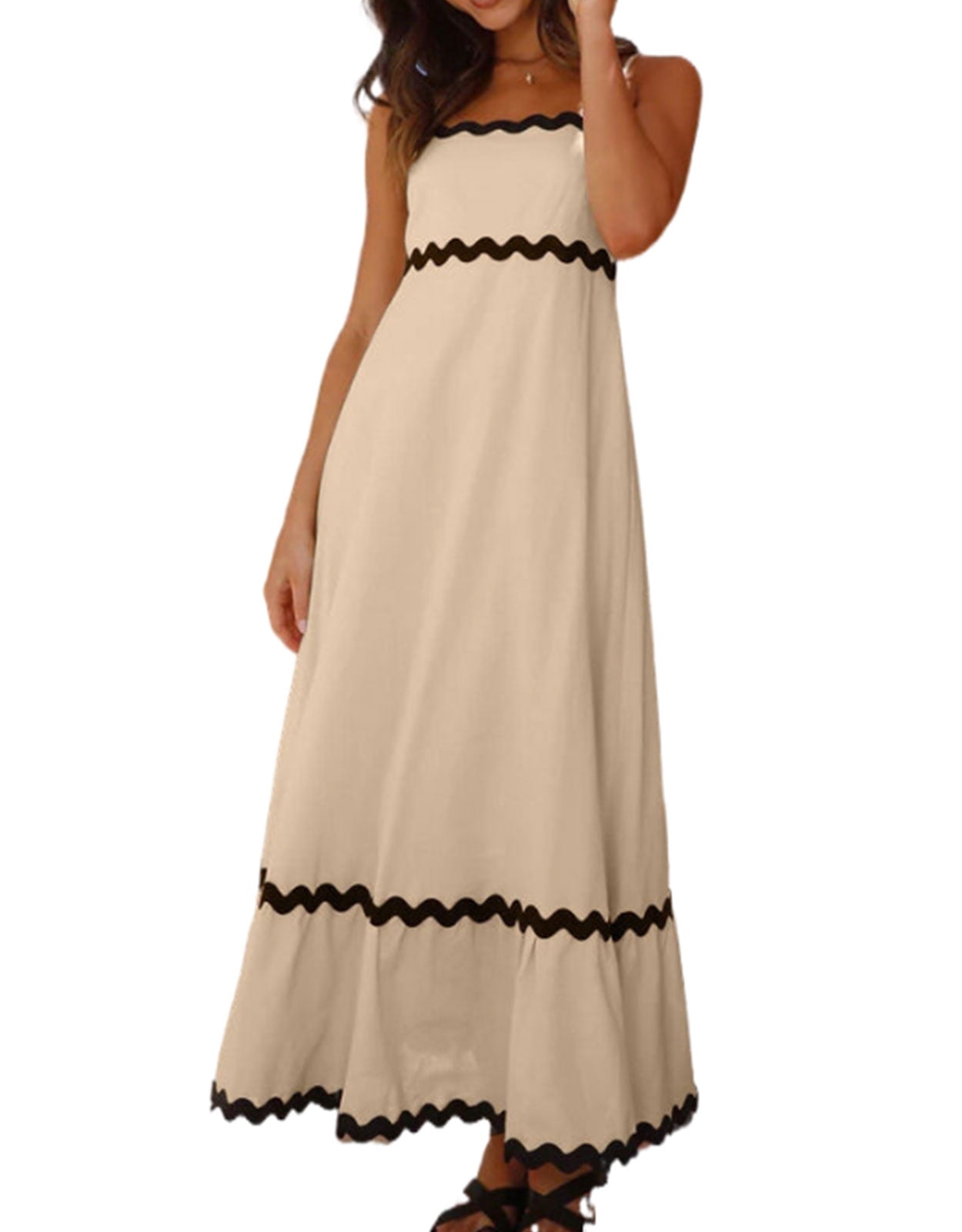 Alsol Lamesa Summer Dresses for Women Casual Smocked Sleeveless Boho ...