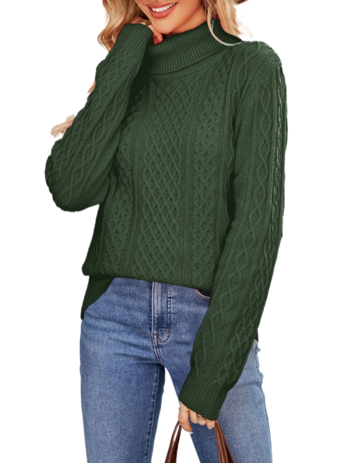 Alsol Lamesa Sweaters for Women Ribbed Turtleneck Sweater Chunky Cable ...
