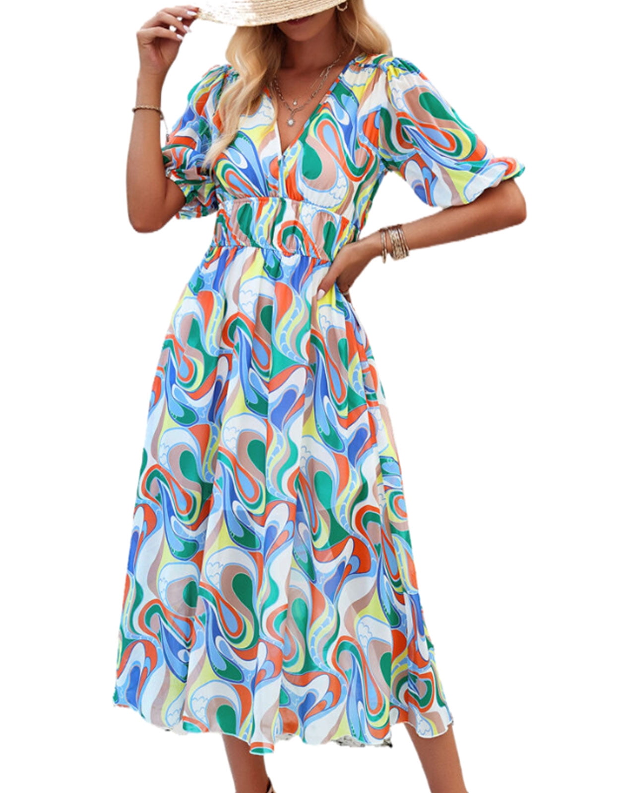 Exciting V Neck Summer Dress Pictures