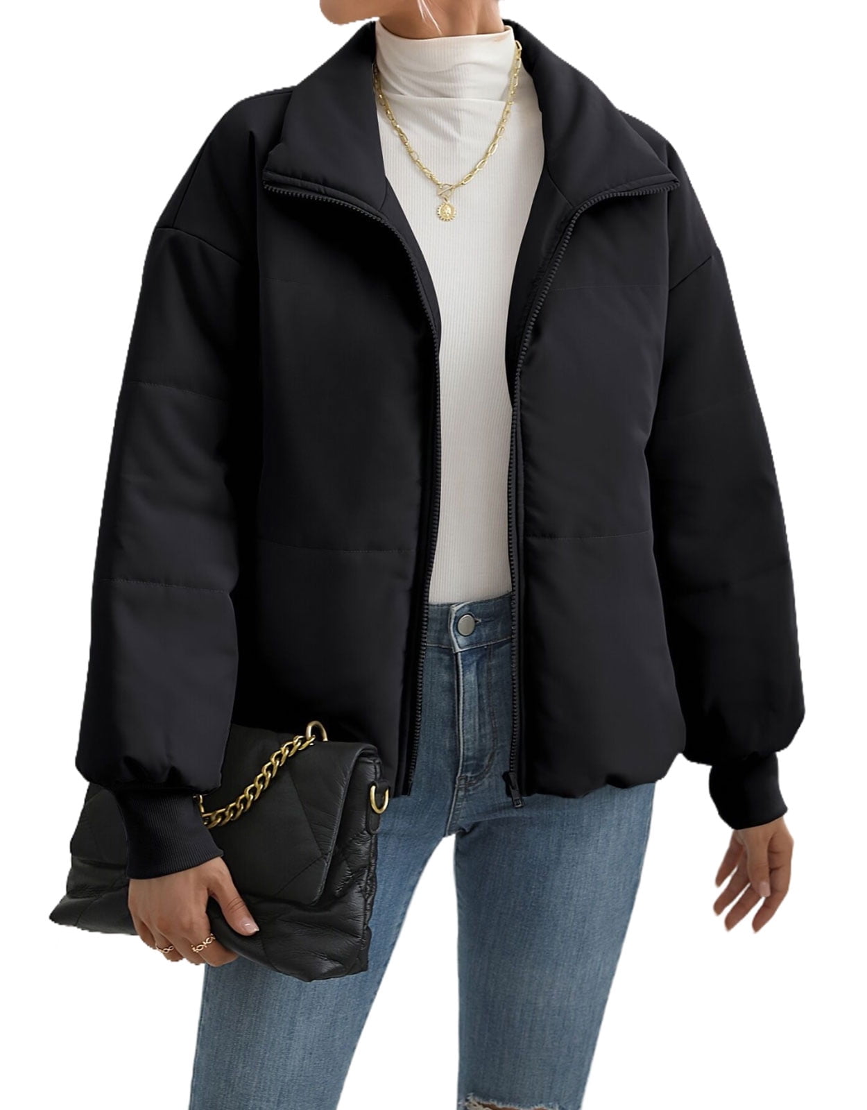 Alsol Lamesa Winter Coats for Women Trendy Lightweight Zipper Parka ...