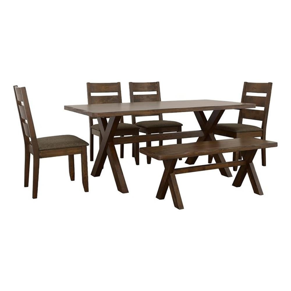 Alston 6-Piece Farmhouse Style Dining Set, Modern Rustic Wood Table in ...