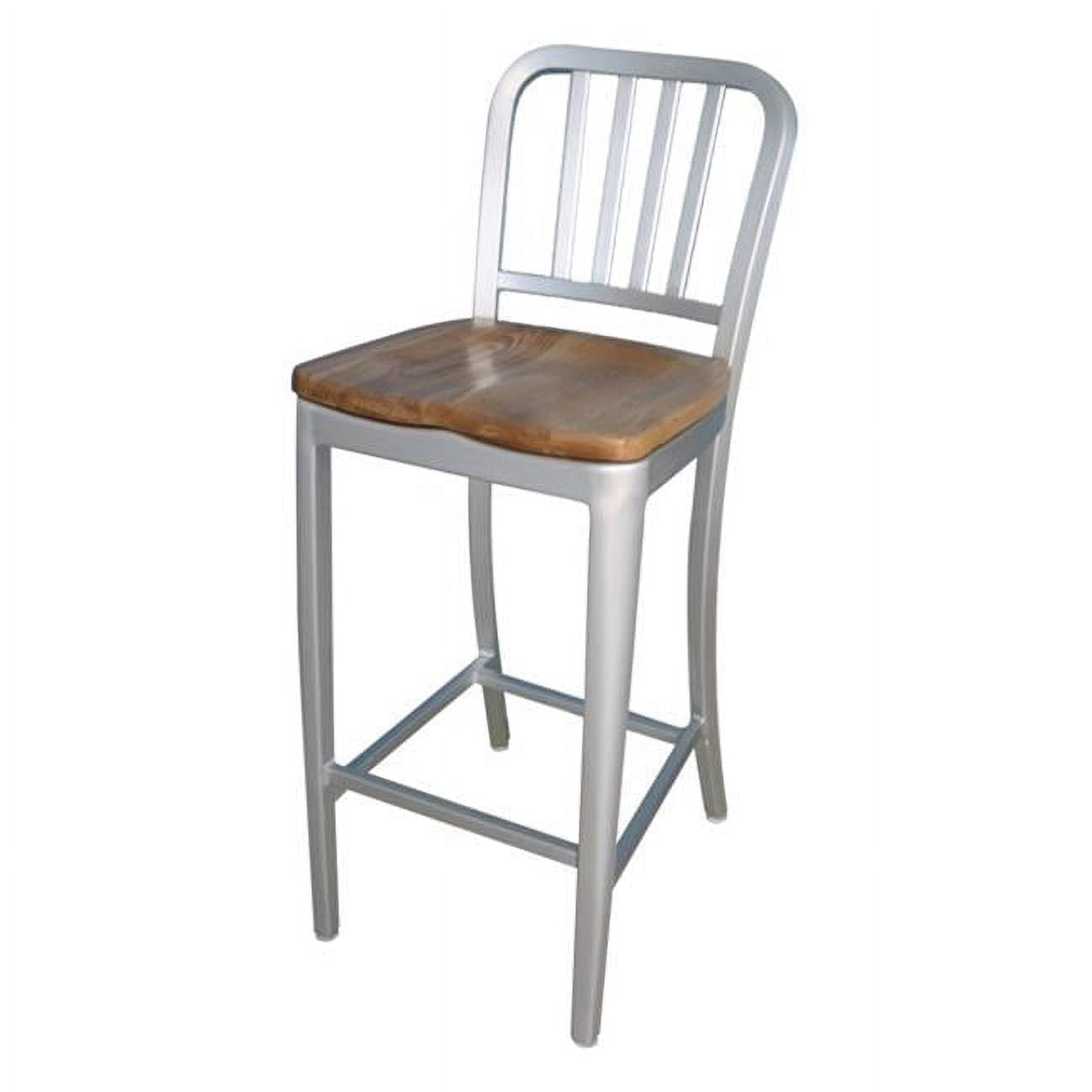 Alston Quality AC3013-30 Aluminum Dining Chair With Natural Wood Seat ...