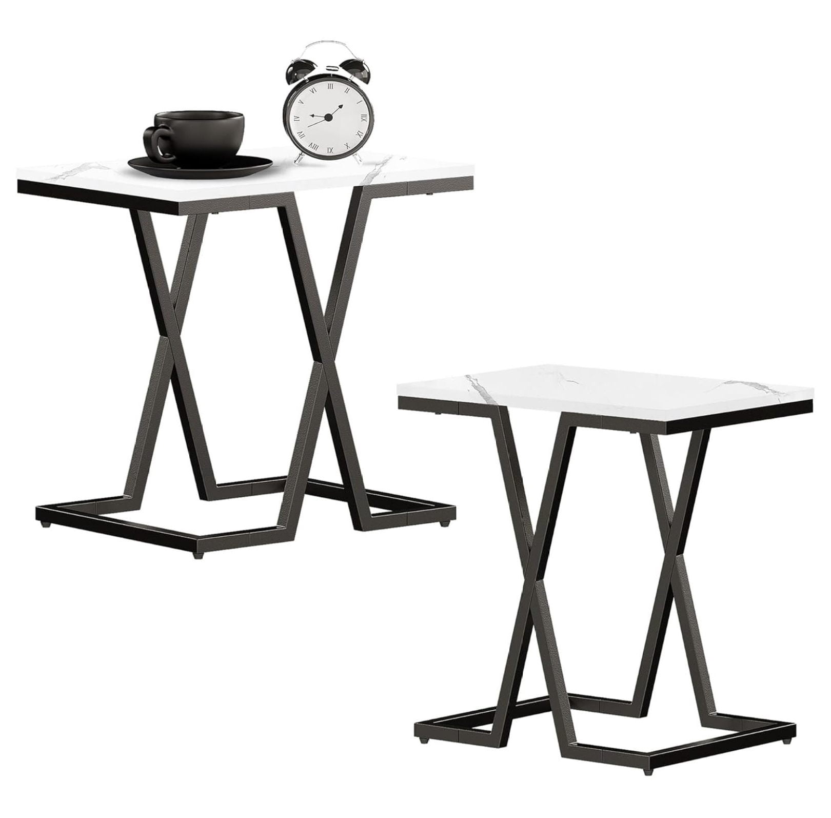 Alston Side Table - White Side Table Small Marble Texture End Tables ...