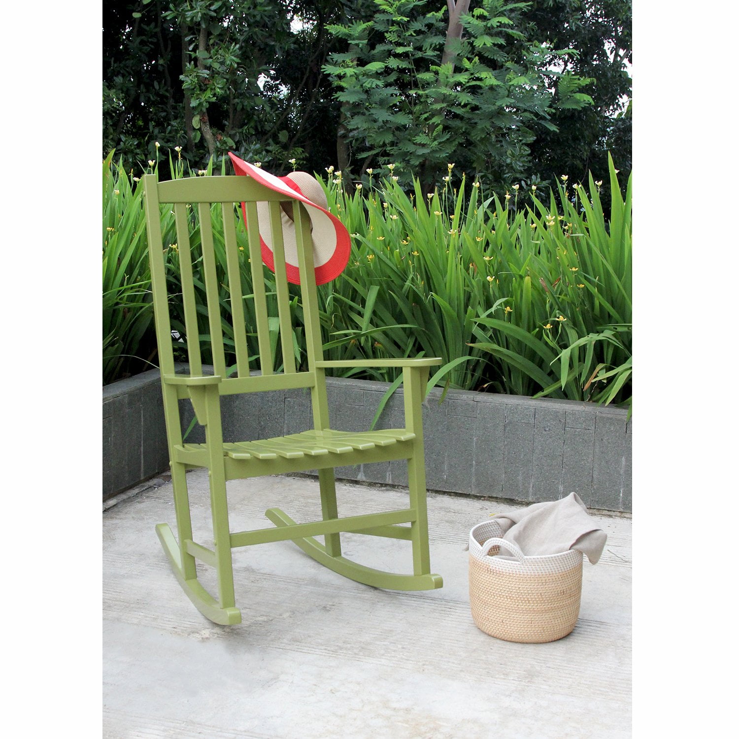 Alston Solid Wood Outdoor Rocking Chair, Green - Walmart.com