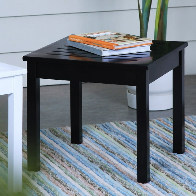 Alston Solid Wood Patio Side Table Black Finish - Walmart.com