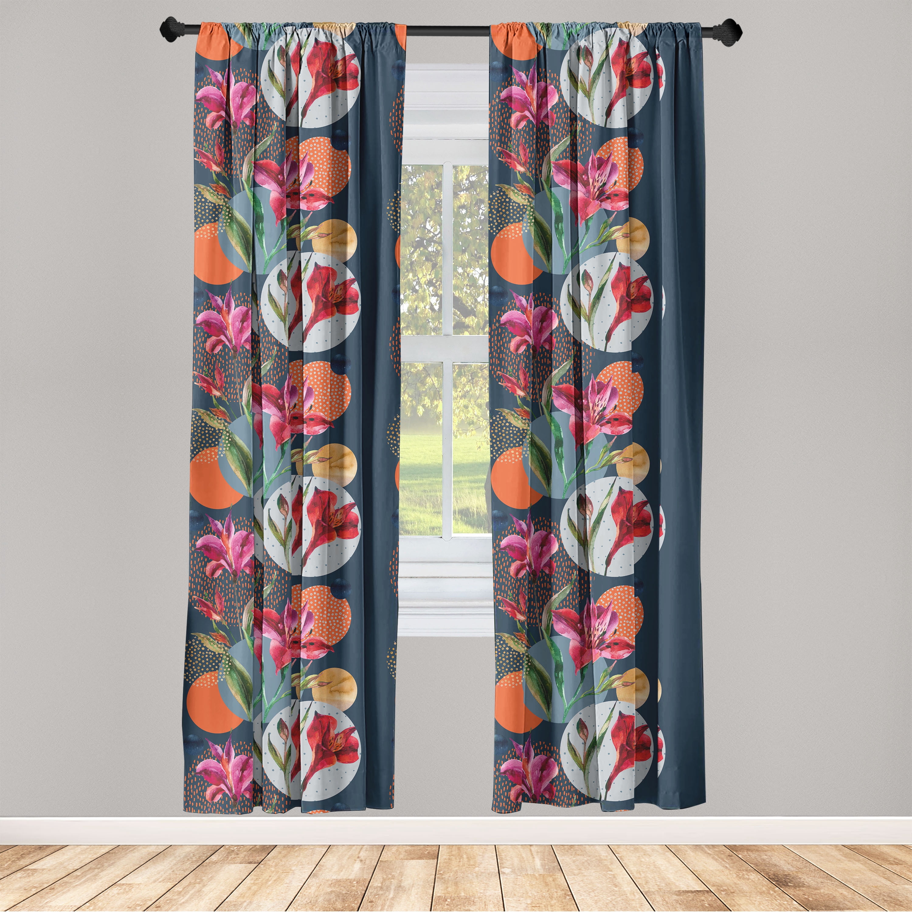 Alstroemeria Window Curtains, Round Shapes with Spot Ornaments and ...