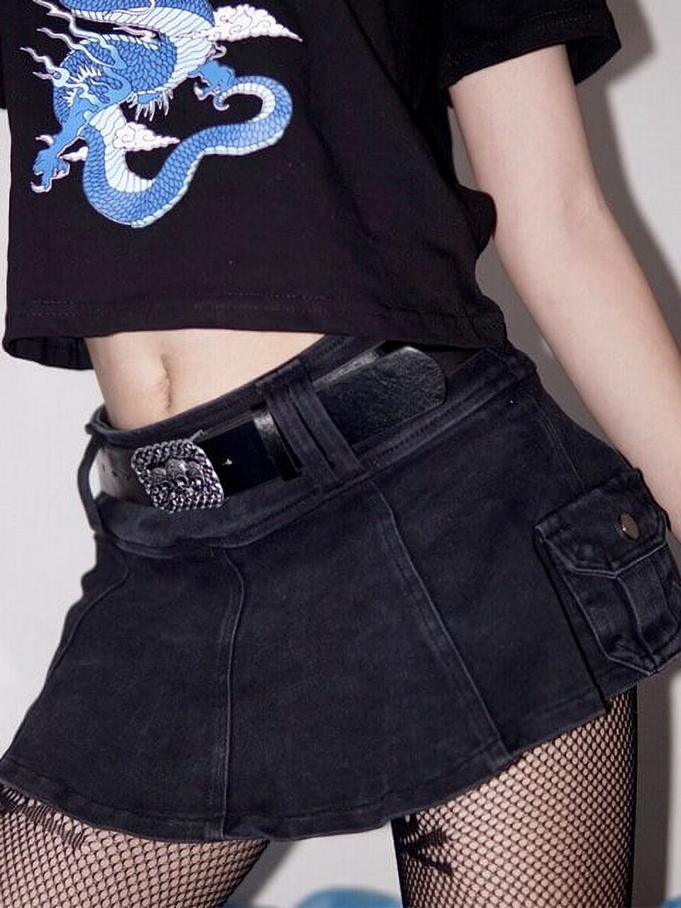 AltGoth Harajuku Y2k Denim Skirt Women Dark Gothic Streetwear Mini ...