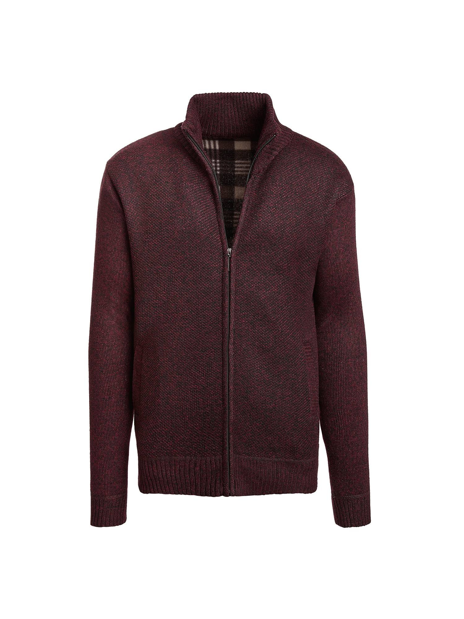 Alta Men's Fleece Lined Casual Full-Zip Mock Neck Sweater - Red Jacket ...