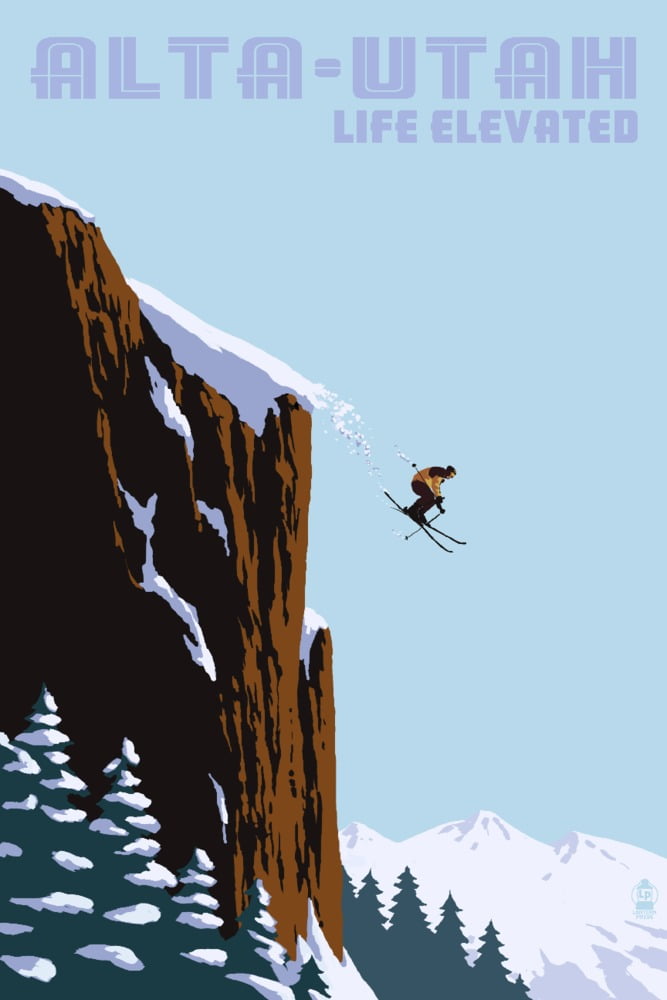 Alta, Utah, Life Elevated, Skier Jumping (16x24 Giclee Gallery Art ...