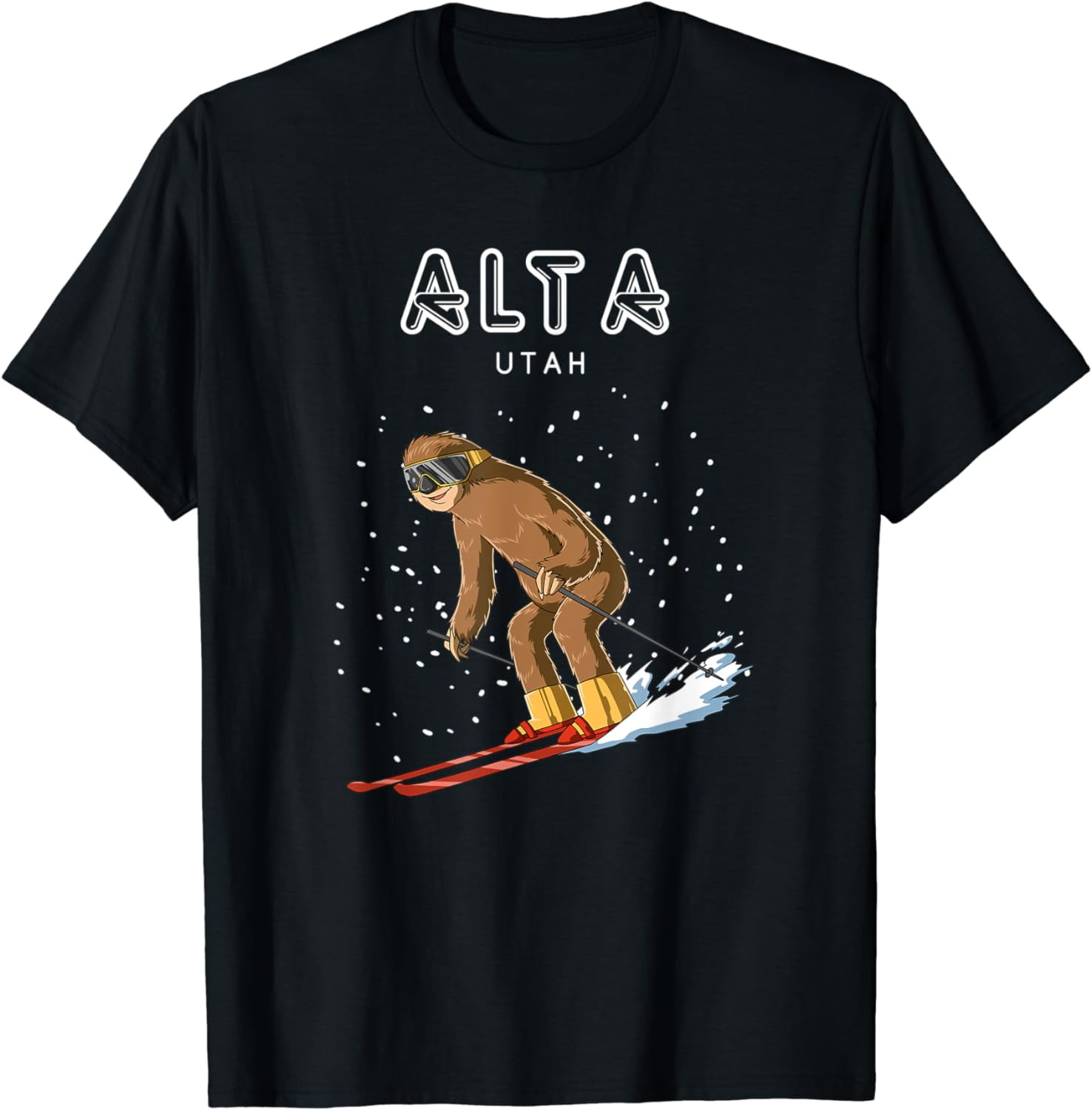 Alta Utah - USA Sloth Ski Resort 80s Retro Gift T-Shirt - Walmart.com
