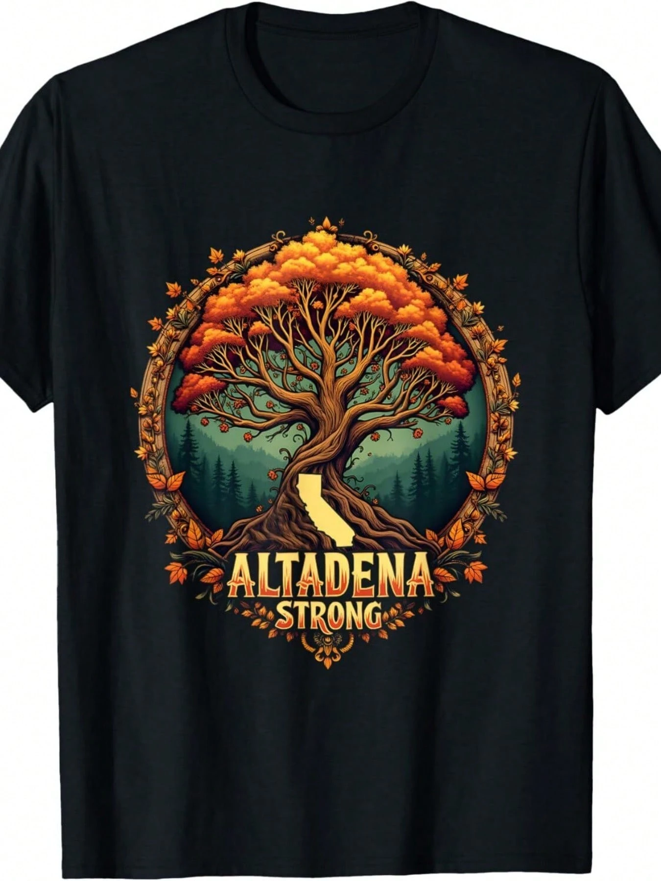 Altadena Strong California State Silhouette Tree of Life Graphic T ...