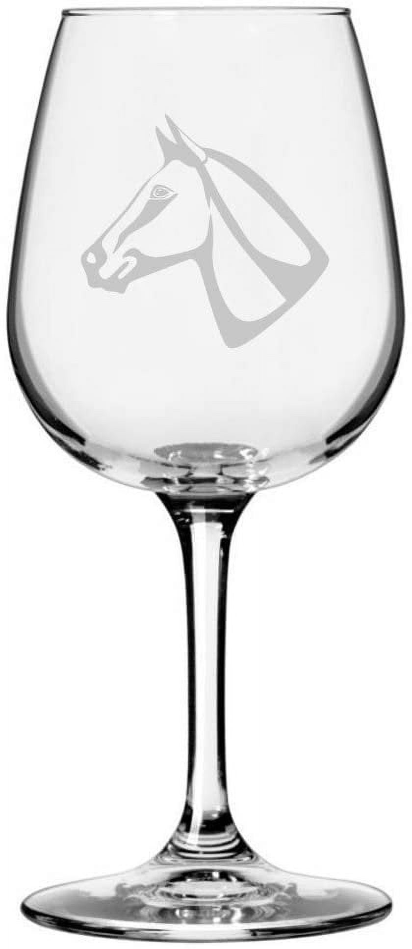 Altai Face Horse Themed Etched All Purpose 12.75oz Libbey Wine Glass ...