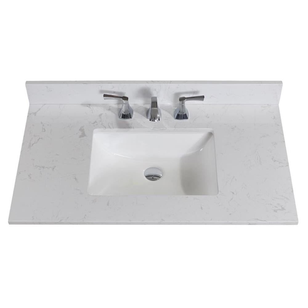 Altair 37 in. Composite Stone Vanity Top in Jazz White with White Sink ...