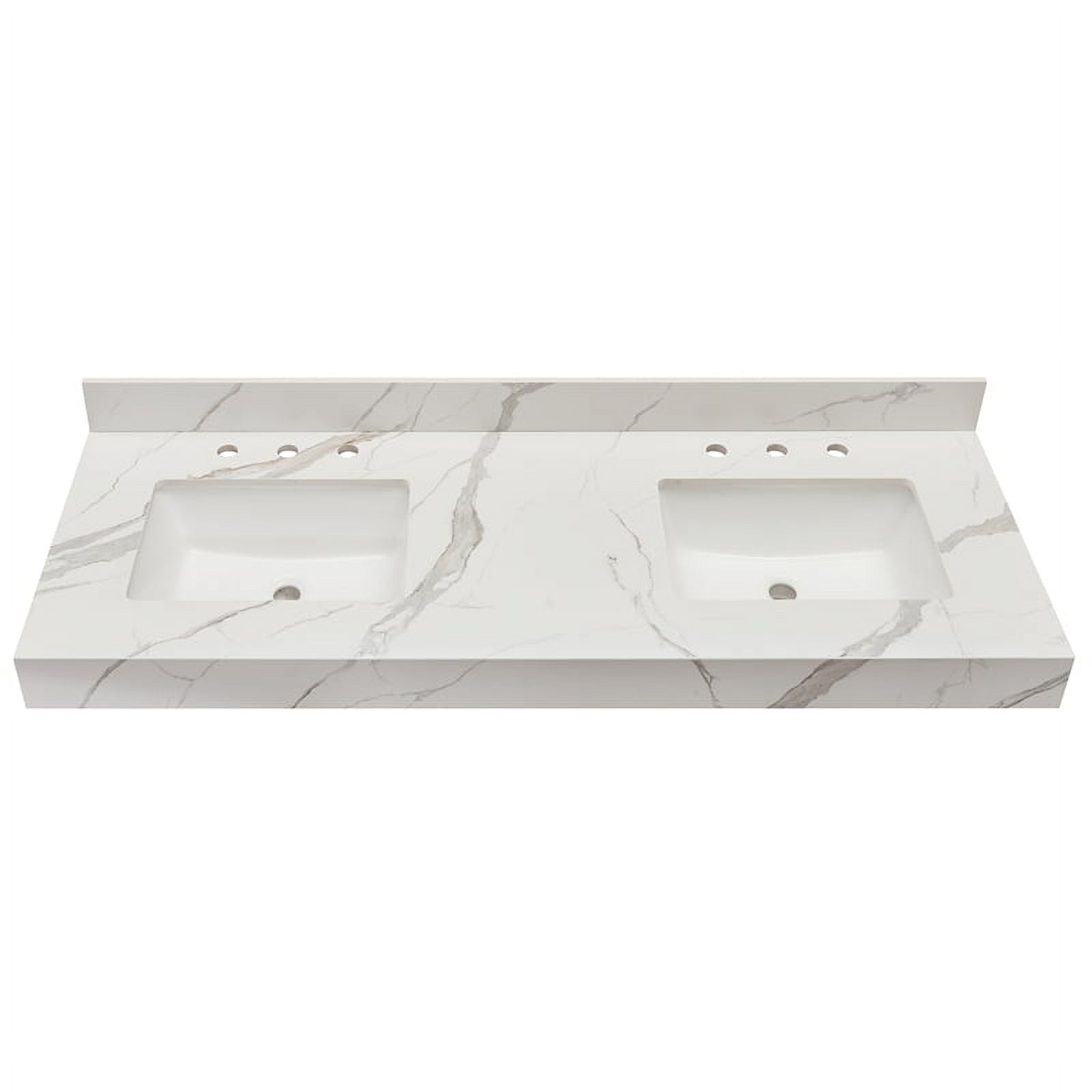 Altair 60. in Composite Stone Vanity Top in Calacatta White Apron with ...