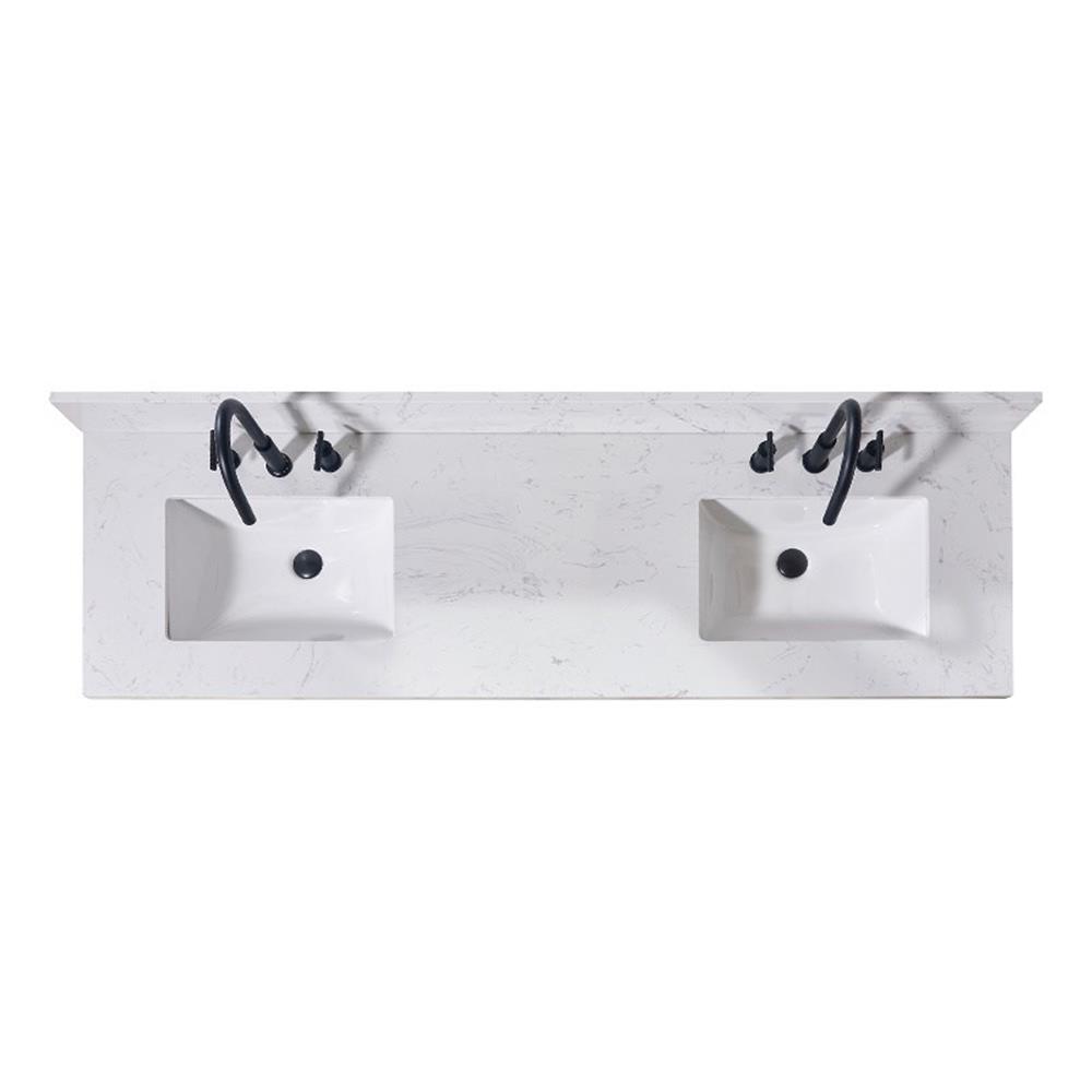 Altair 73. in Composite Stone Vanity Top in Aosta White with White Sink ...