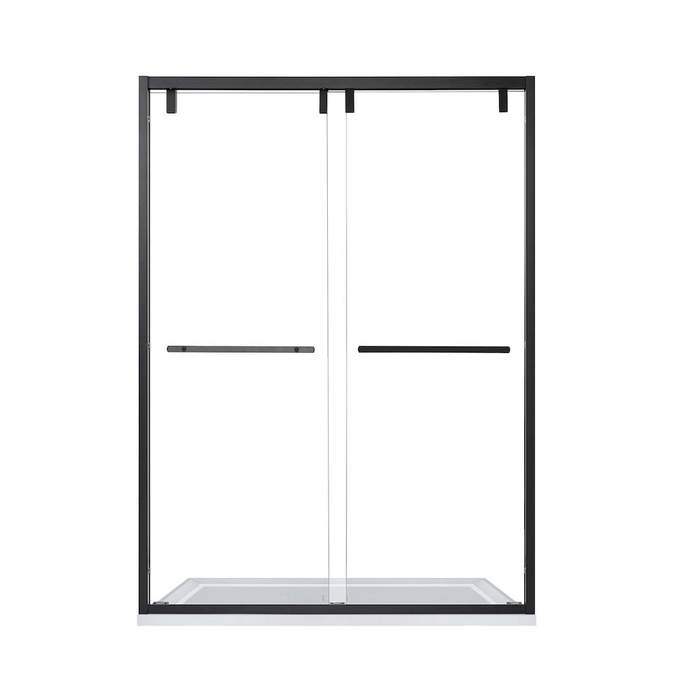Altair By Pass Semi Frameless Shower Door in Matte Black with Clear ...