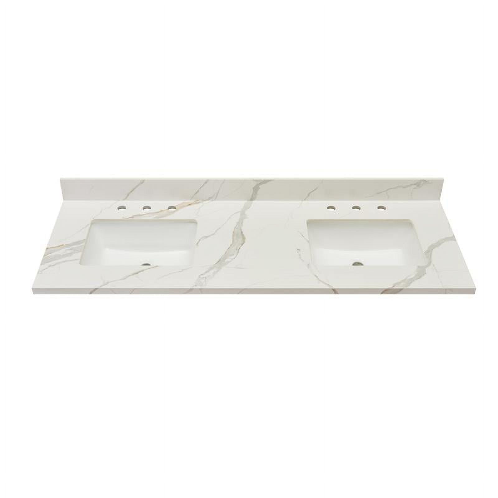 Altair Design 61 in. Stone effects Vanity Top in Calacatta White with ...