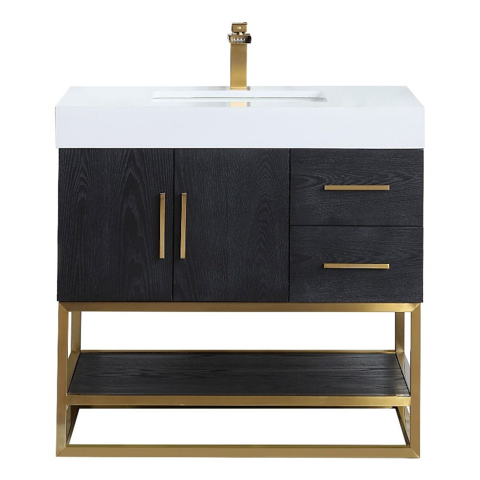 "Altair Contemporary 36"" Wood Vanity, Bianco Design, Black Oak, No ...