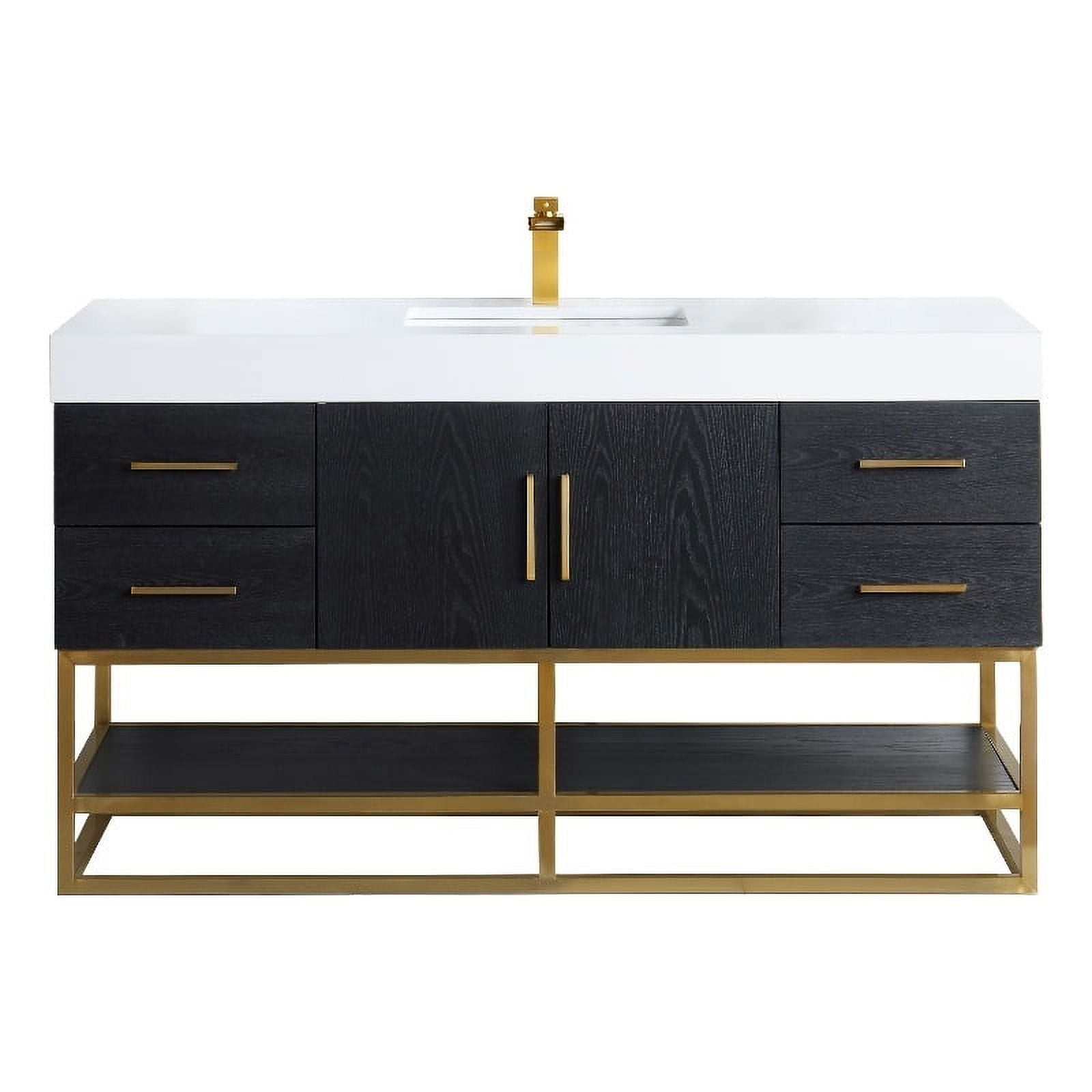 Altair Design Bianco 4-Drawer Wood & Composite Stone Vanity in Black ...
