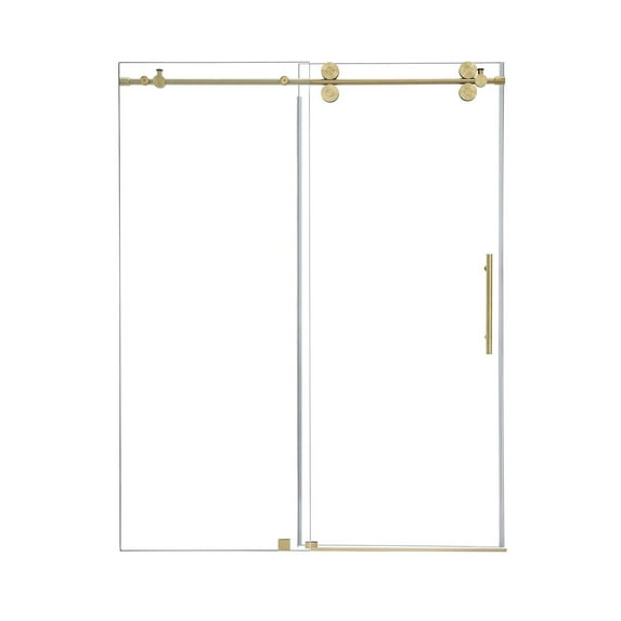 Altair Single Sliding Frameless Shower Door in Brushed Gold with Clear ...