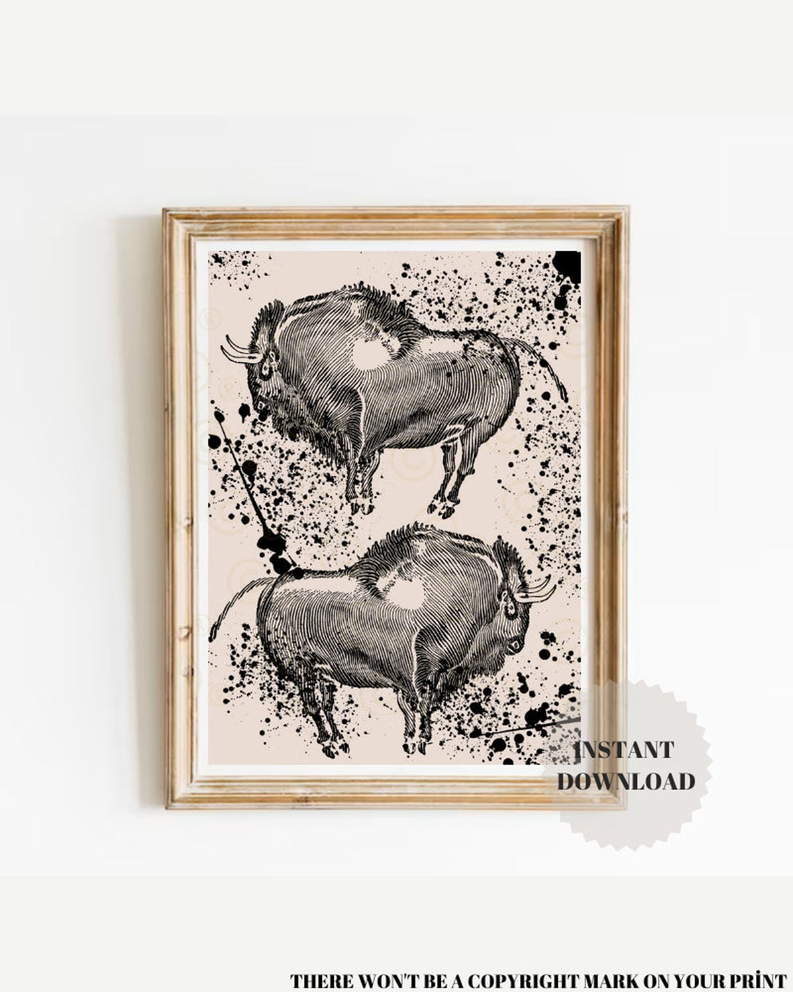 Altamira Prehistoric Cave Painting, Primitive Bull Buffalo Bison Print ...