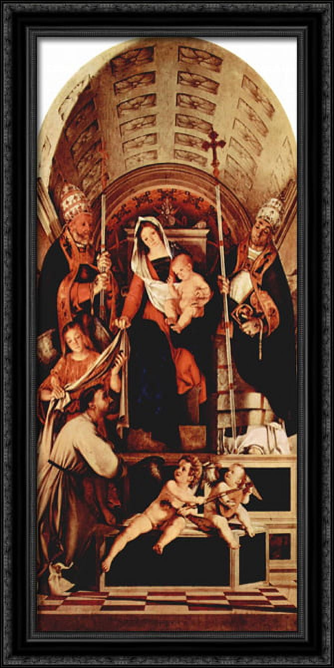 Altar of Recanati polyptych, main board Madonna Enthroned with the ...