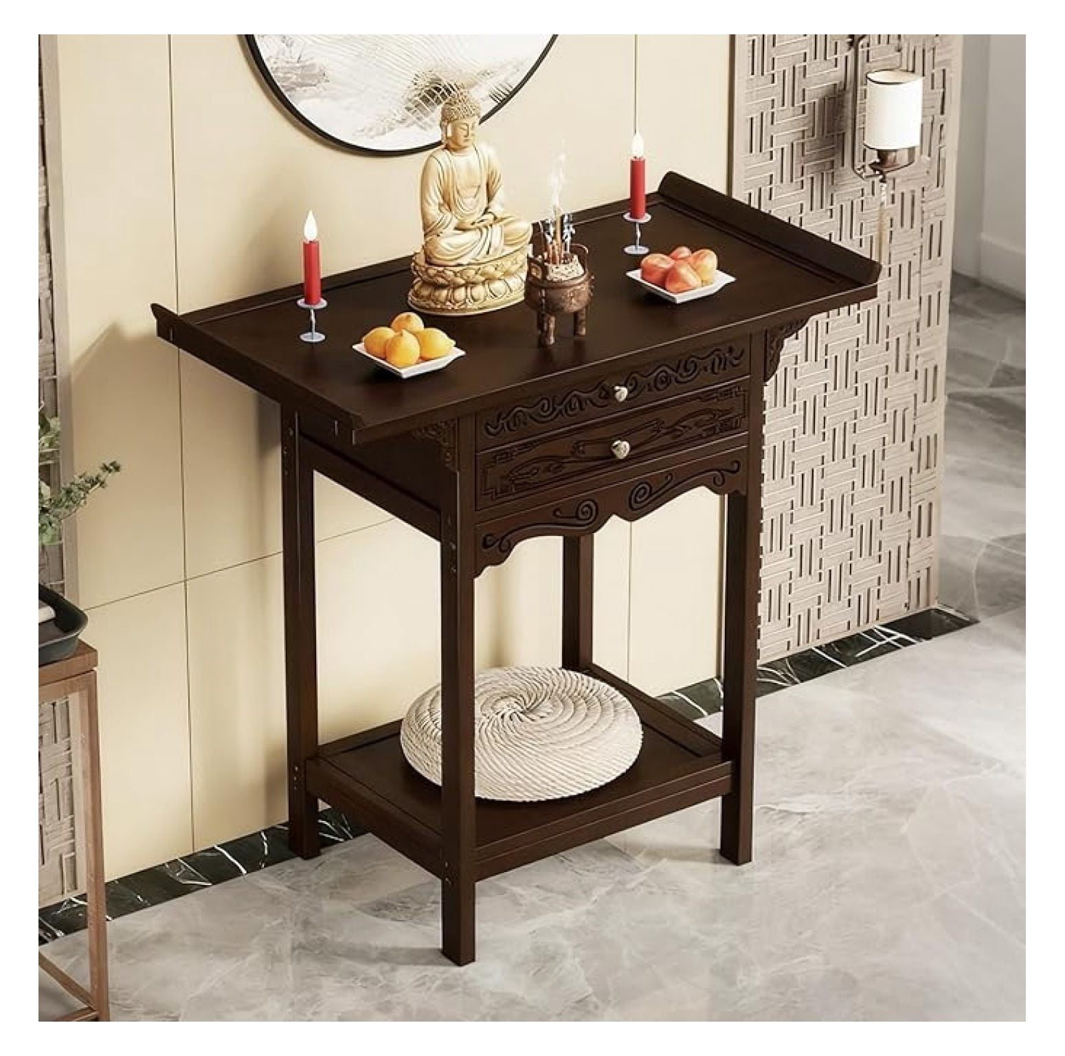 Altar Table with Drawer and Door, Buddhist Altar Cabinet with Storage ...