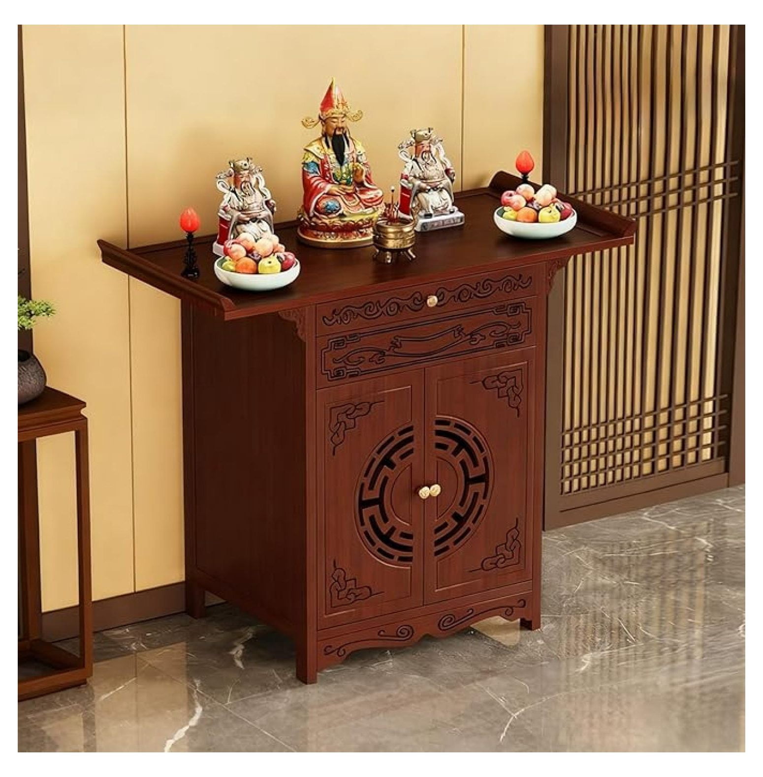 Altar Table with Drawer and Door, Buddhist Altar Cabinet with Storage ...