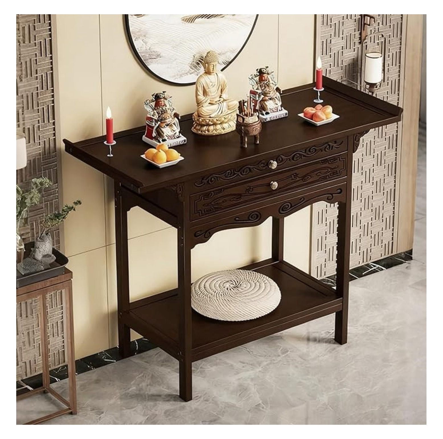 Altar Table with Drawer and Door, Buddhist Altar Cabinet with Storage ...