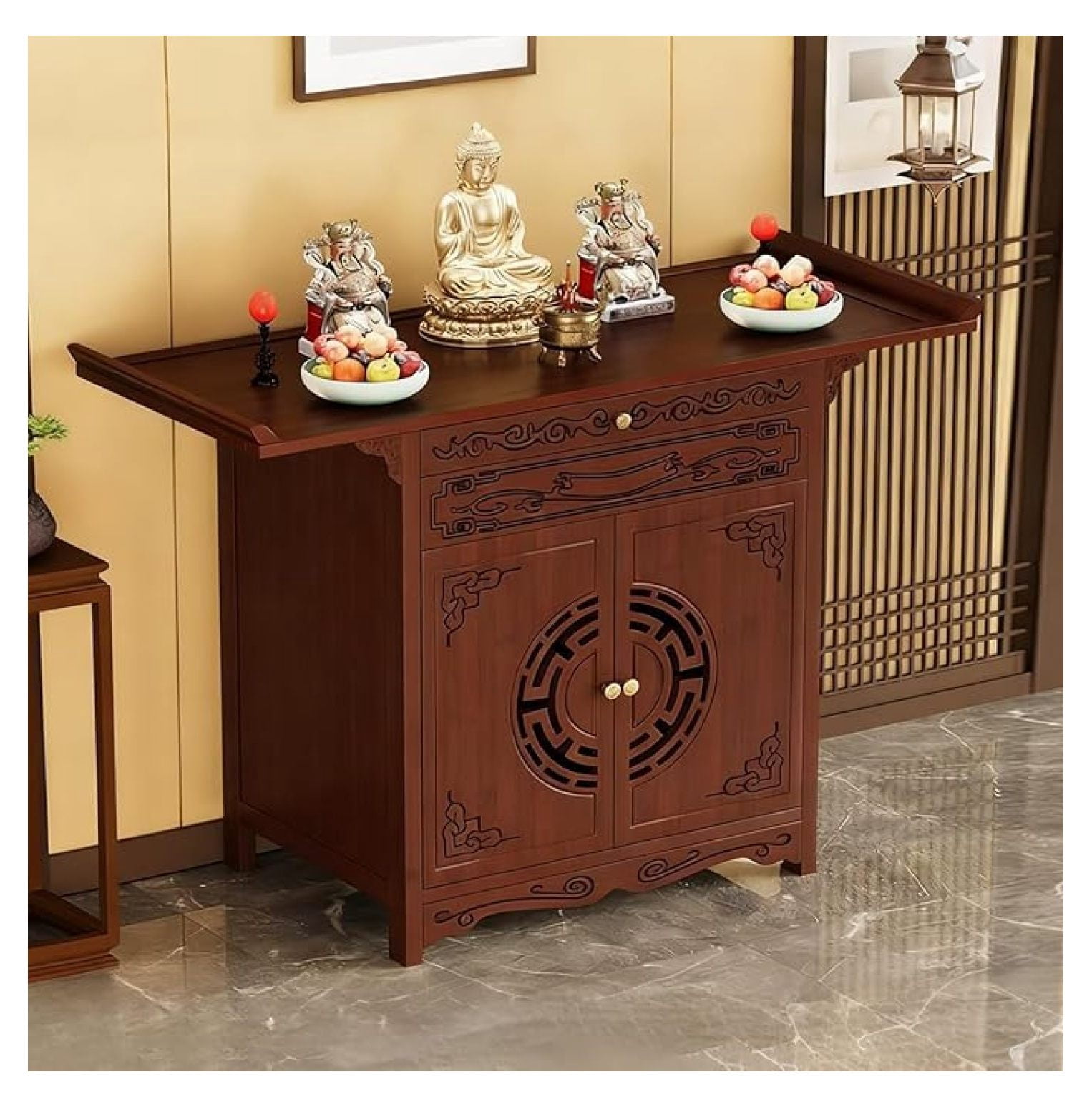 Altar Table with Drawer and Door, Buddhist Altar Cabinet with Storage ...