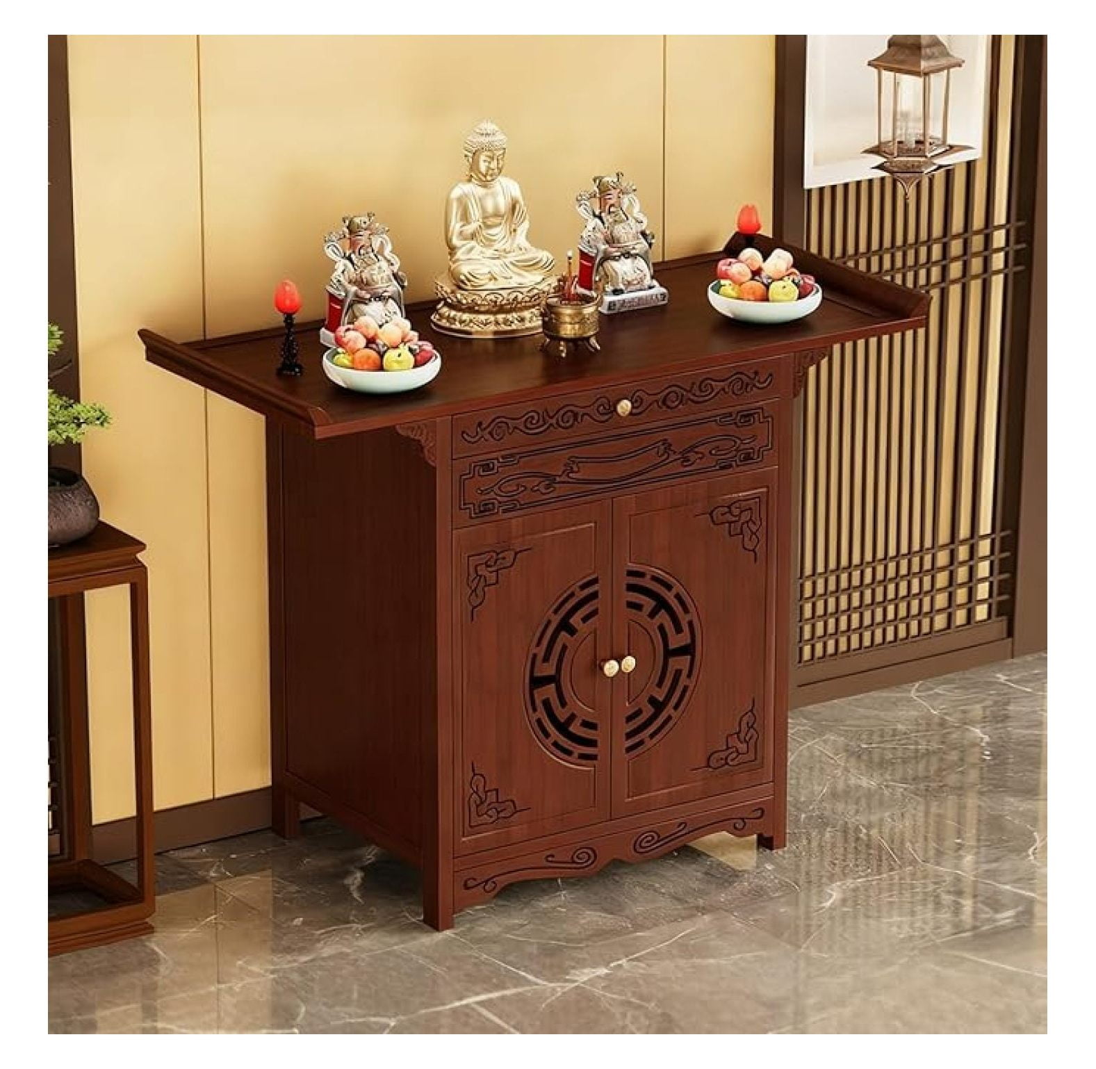 Altar Table with Drawer and Door, Buddhist Altar Cabinet with Storage ...