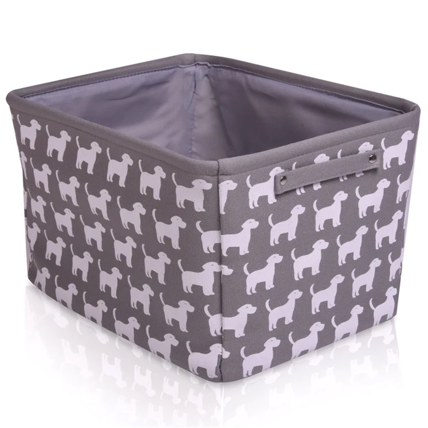 Altatac Canvas Storage Basket, Gray with White Dog Print, Handles ...