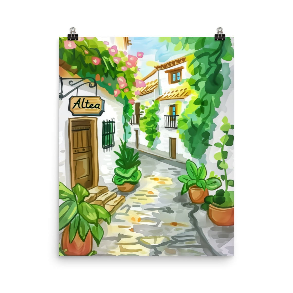 Altea Spain Print, Mediterranean Village Art, Valencia, Spanish Travel ...