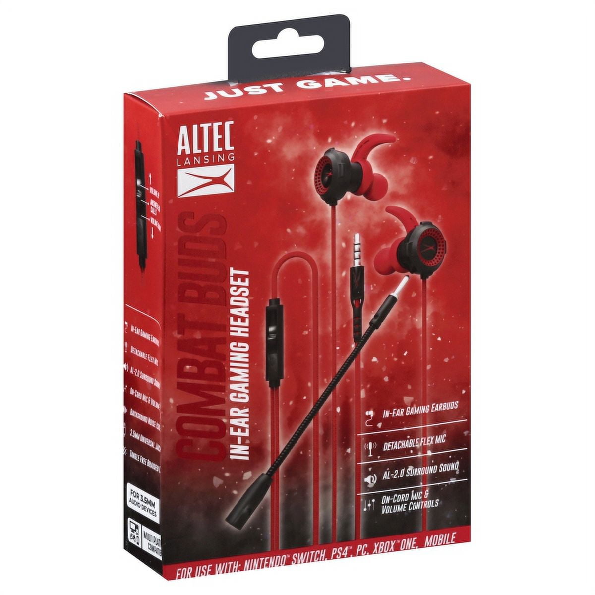 Altec Lansing Combat 3.5mm Gaming Earbuds with Microphone, Inline ...