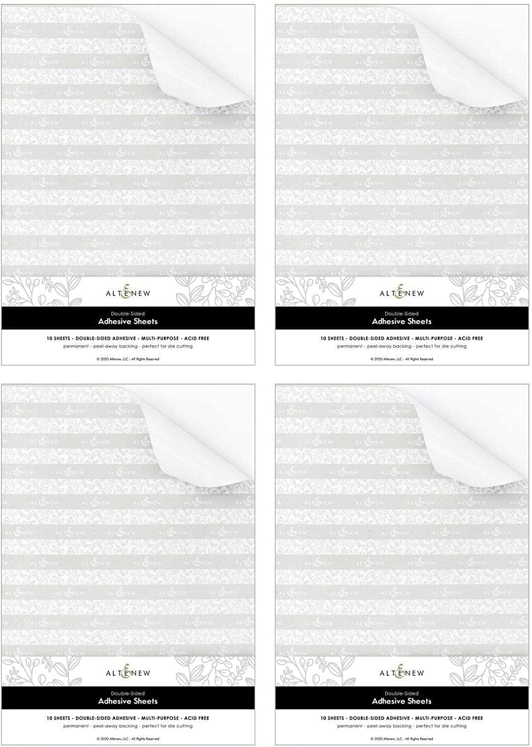 Altenew A4 Double-Sided Adhesive Sheets Unlimited Bundle, 4 Packs of 10 ...