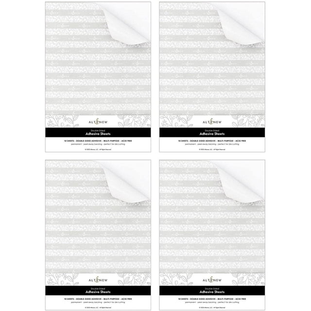 Altenew A4 Double-Sided Adhesive Sheets Unlimited Bundle, 4 Packs of 10 ...