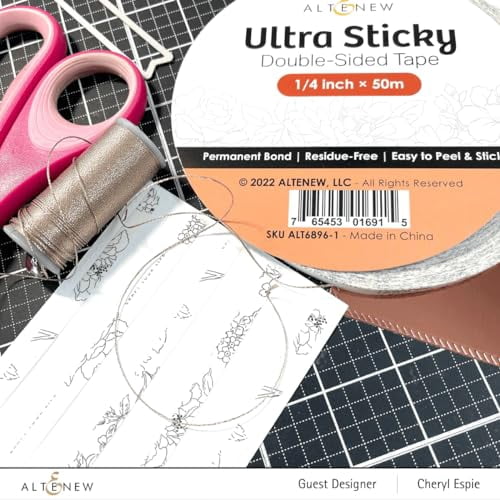 Altenew Ultra Sticky Double Sided Tape (1/2 inch × 50m), Permanent Bond ...