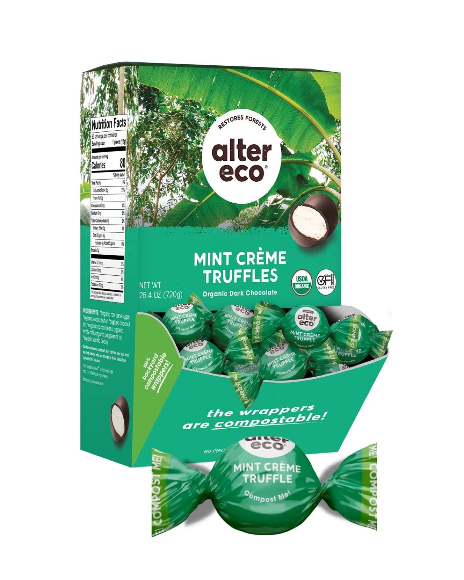 Alter Eco Chocolate Truffle Dark Mint Organic 0.42 oz (Pack Of 60 ...